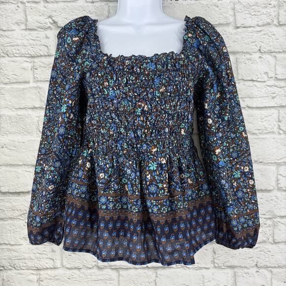 Vineyard Vines | Tops | Vineyard Vines Floral Puff Sleeve Smocked ...